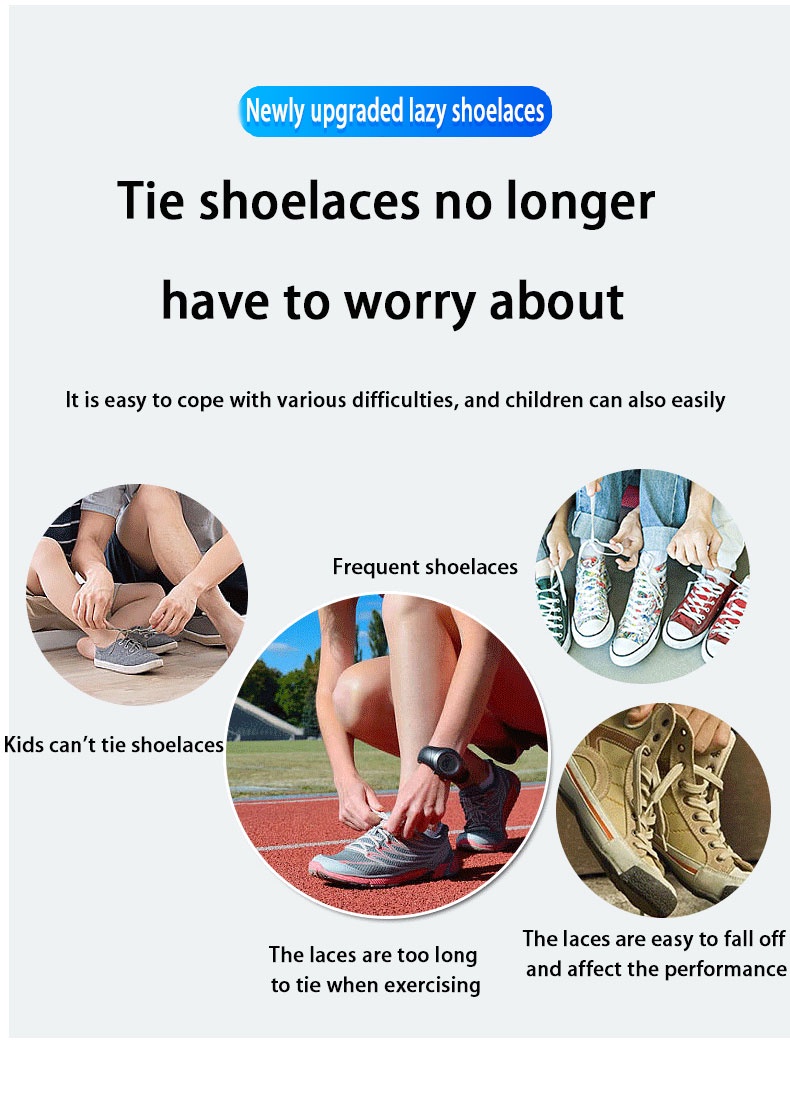New Elastic Laces Sneakers Creative Hook Lock No Tie Shoelaces Adults ...