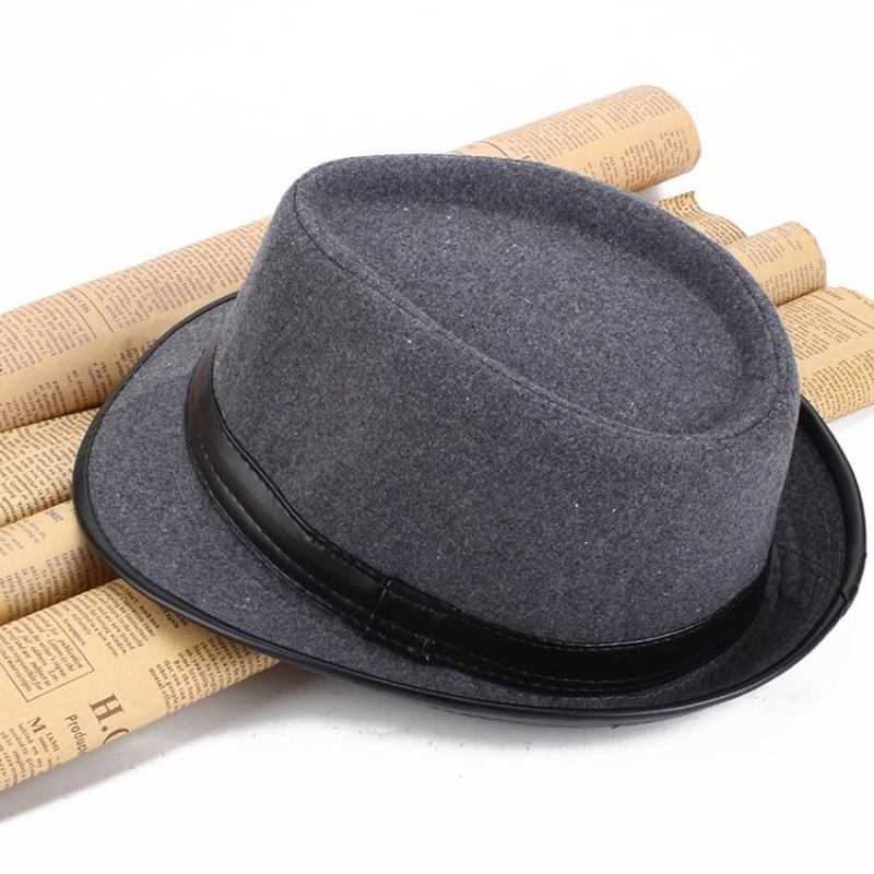10402 Men's Fashion Fedoras European Gentlemen's Hat Wool Blend Formal ...