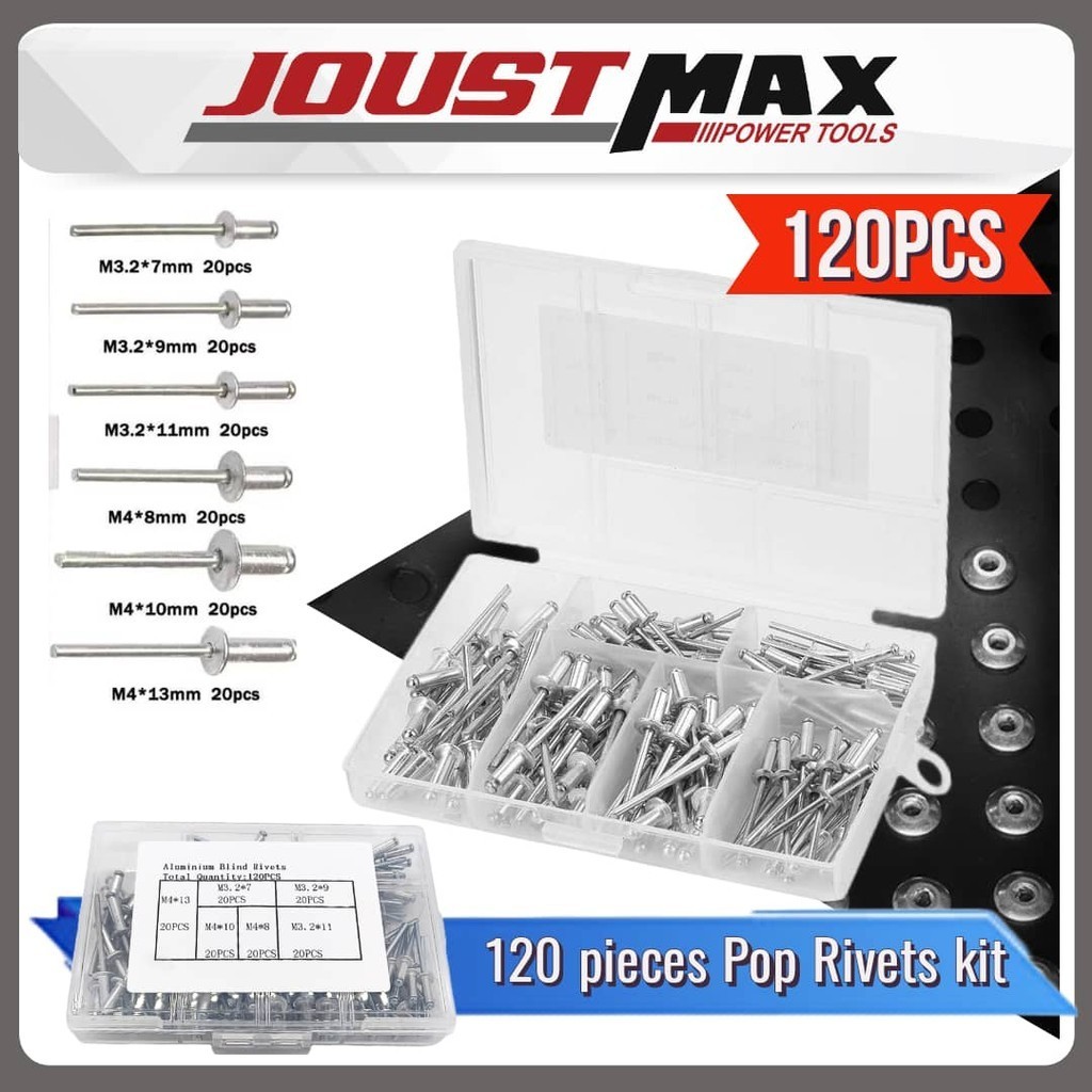 120 pieces Aluminium Blind Rivets Assortment Set Aluminium Pop Rivets ...