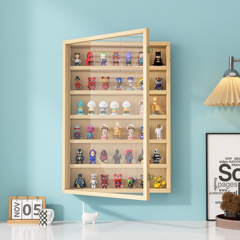 YIXIN Solid Wood Display Rack Storage Cabinet Popmart Display Box Wall ...