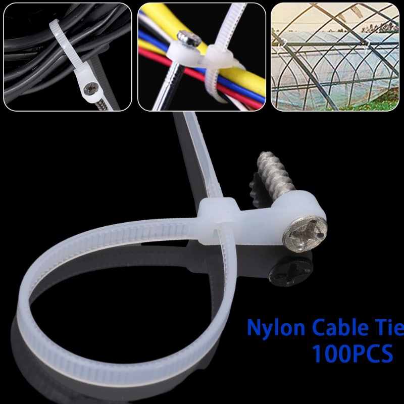 100Pcs DIY Nylon Markable Cable Tie Tag Labels / Adjustable Self ...