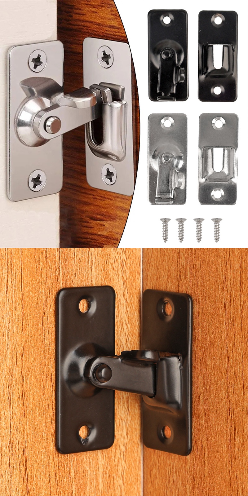 90 Degree Right Angle Latch With Screws - Heavy Duty Security Bedroom ...