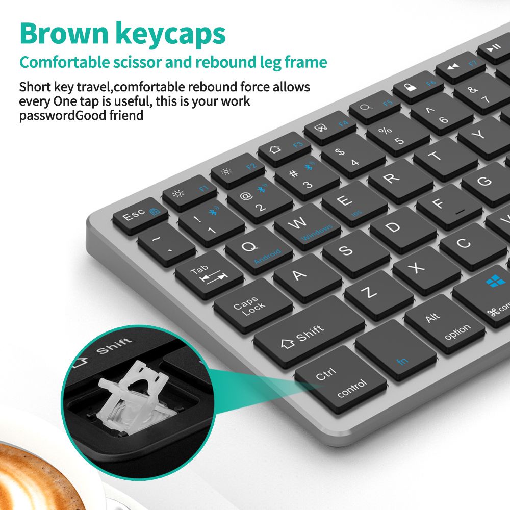 Goojodoq Bluetooth Wireless Keyboard Bluetooth 3 102 Keys Wireless Mouse Rechargeable Compact