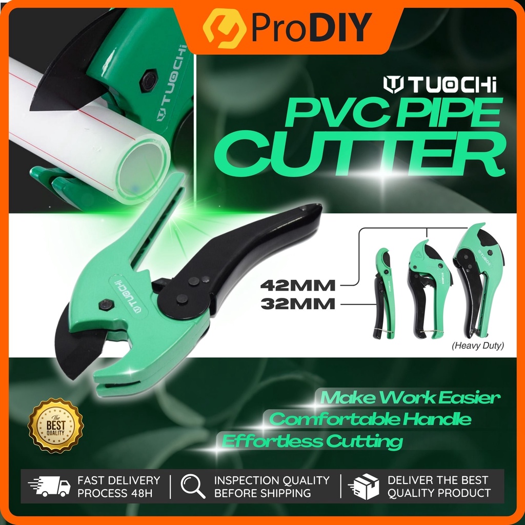TUOCHI Tools PVC Pipe Cutter Heavy Duty 32mm 42mm Hose Pipe Conduit ...