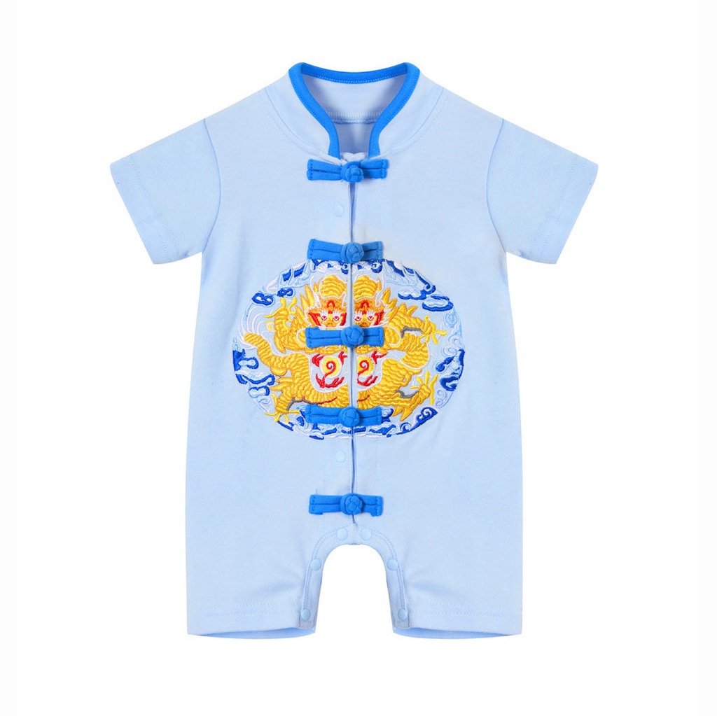Chinese New Year Costume Baby Light Blue Cheongsam Romper Blue ...