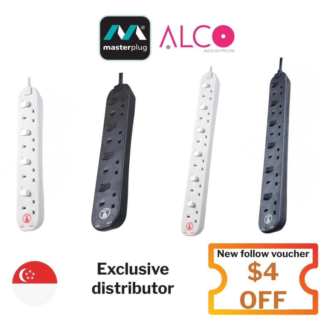 Masterplug SWSRG Individually Switched Surge Protected Extension Socket ...