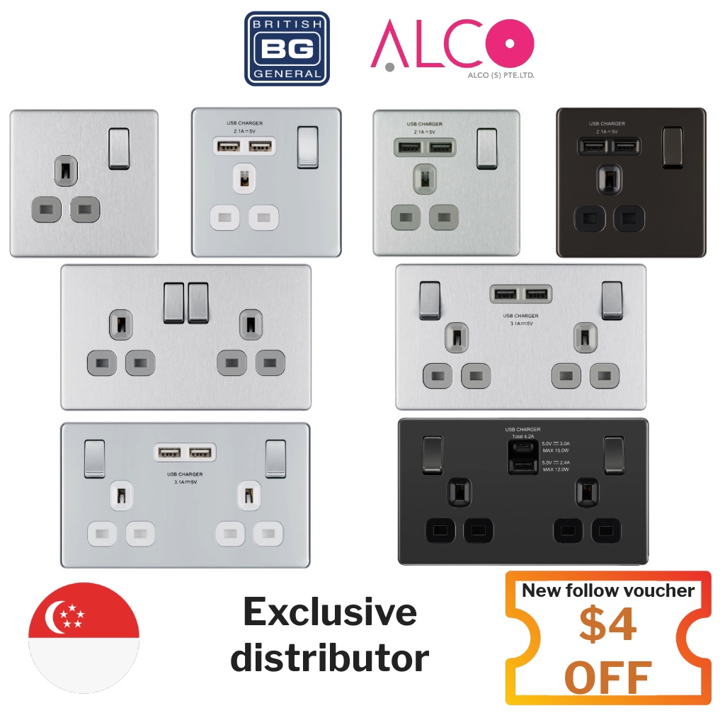 British General Electrical Socket, Flateplate Screwless, 10 Years Local ...