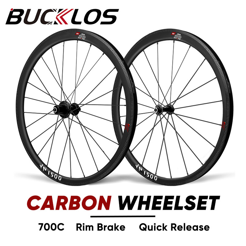 BUCKLOS YN1500 Carbon Fiber Wheelset 700C Road Bike V Brake Wheels 10/ ...