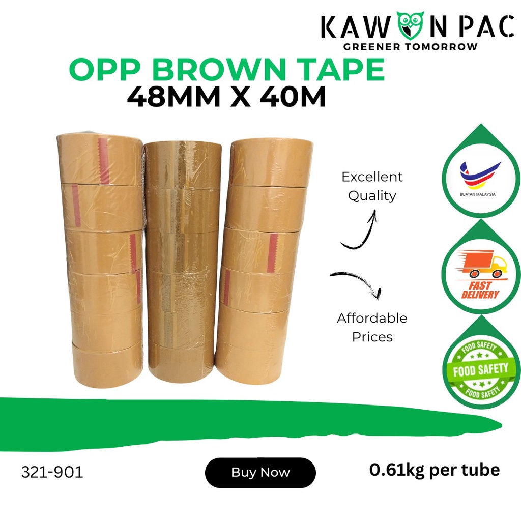 (6 rolls/TUBE) OPP Tape || 48mm x 40m || Brown || Packing Cellophane 胶纸 ...
