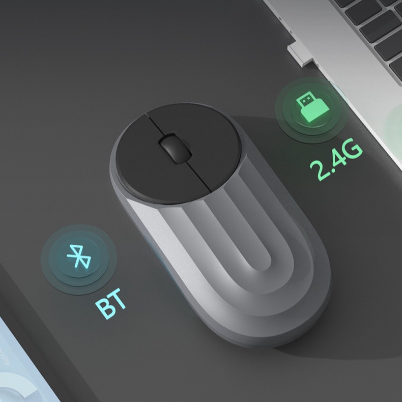 Ultra Thin Wireless Silent Mouse 2.4 GHz+Bluetooth Dual-mode Ergonomic ...