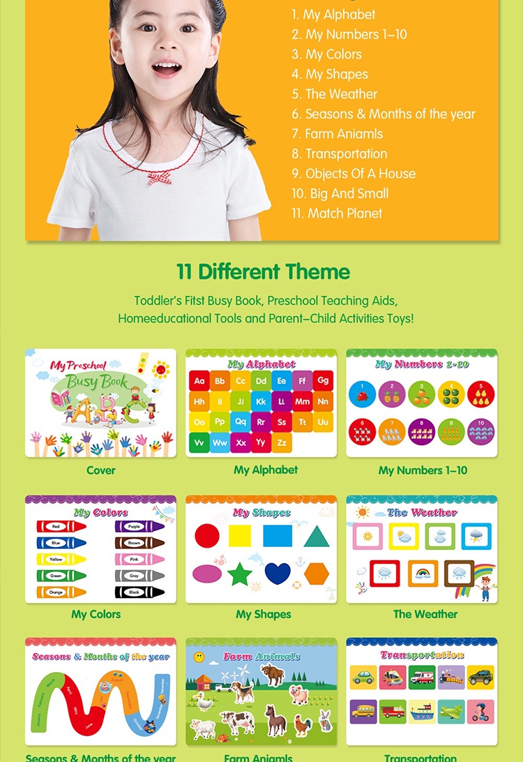 Jollybaby Quiet Book Children's Busy Book Velcro Repeated Sticker Book ...