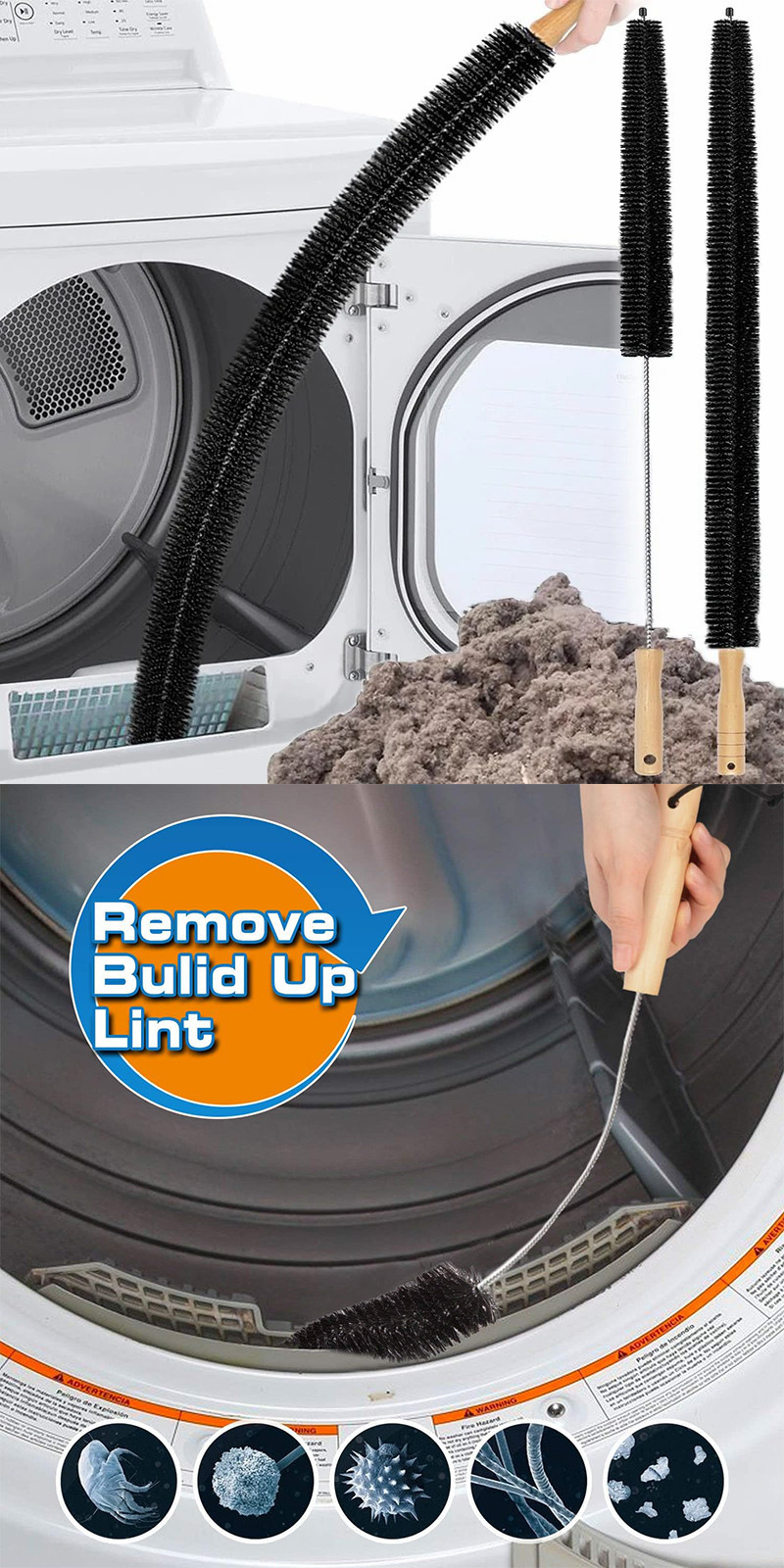 Washing Machine Long Handle Lint Remover - Flexible Bending Duster For ...