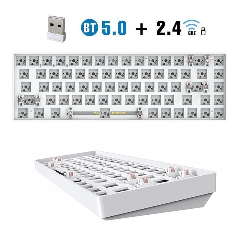TESTER68 Mechanical Keyboard Kit Hot Swappable Shaft Base Axis 2.4G ...