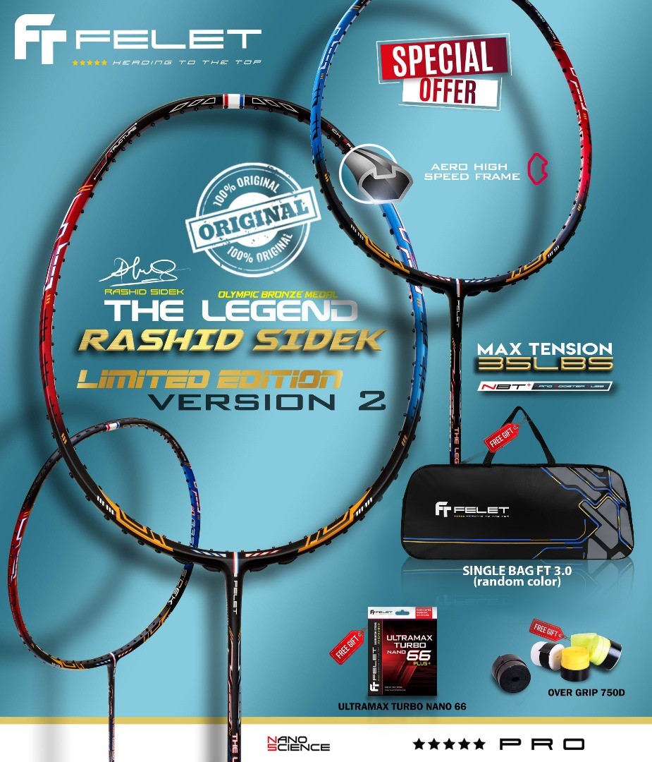 Felet The Legend Rashid Sidek LIMITED EDITION Badminton racket Combo ...