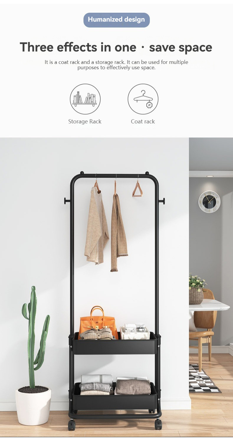 Clothes Rack with Wheels Adjustable Clothes Rack Set Bedroom Heavy-Duty ...