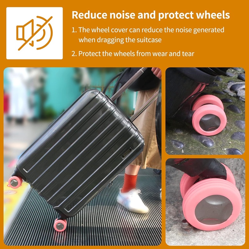8pcs/set Anti-wear Luggage Wheels Protector Cover Elastic Silicone ...