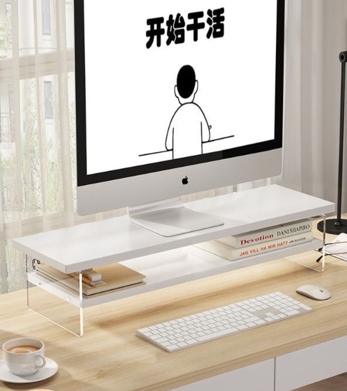 Acrylic Suspension Elevated Rack Computer Monitor Desktop Screen Double ...