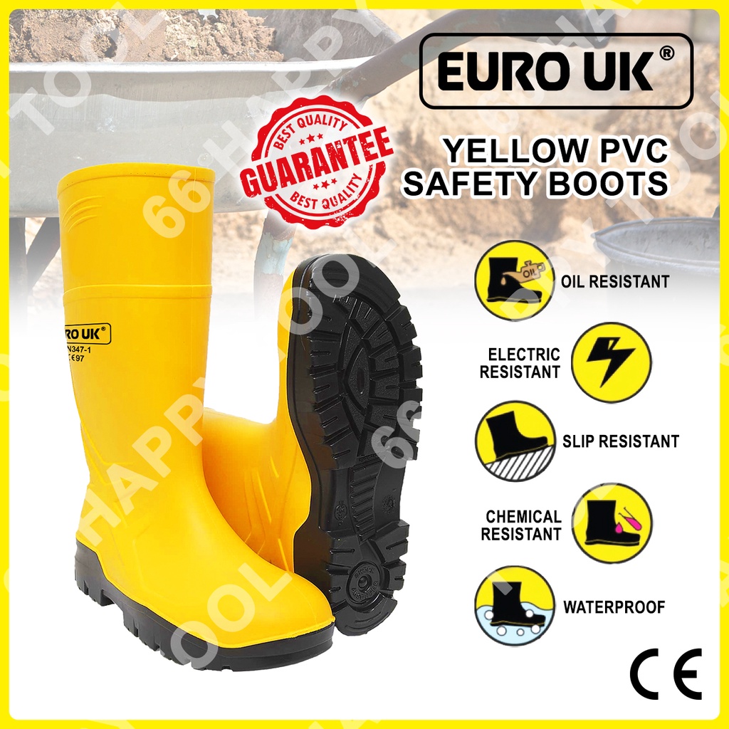 Safety Rubber PVC Boots Yellow Safety Shoe Kasut Getah Kuning Kasut ...
