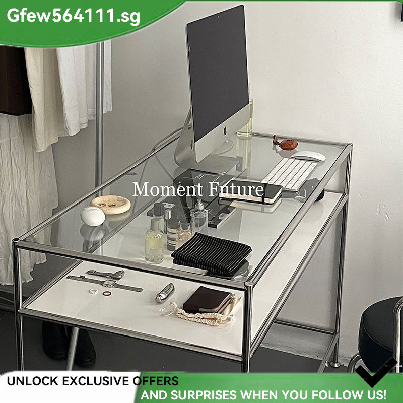 Gfew564111.sg Metal Glass Office Desk Desk Organiser Computer Table ...
