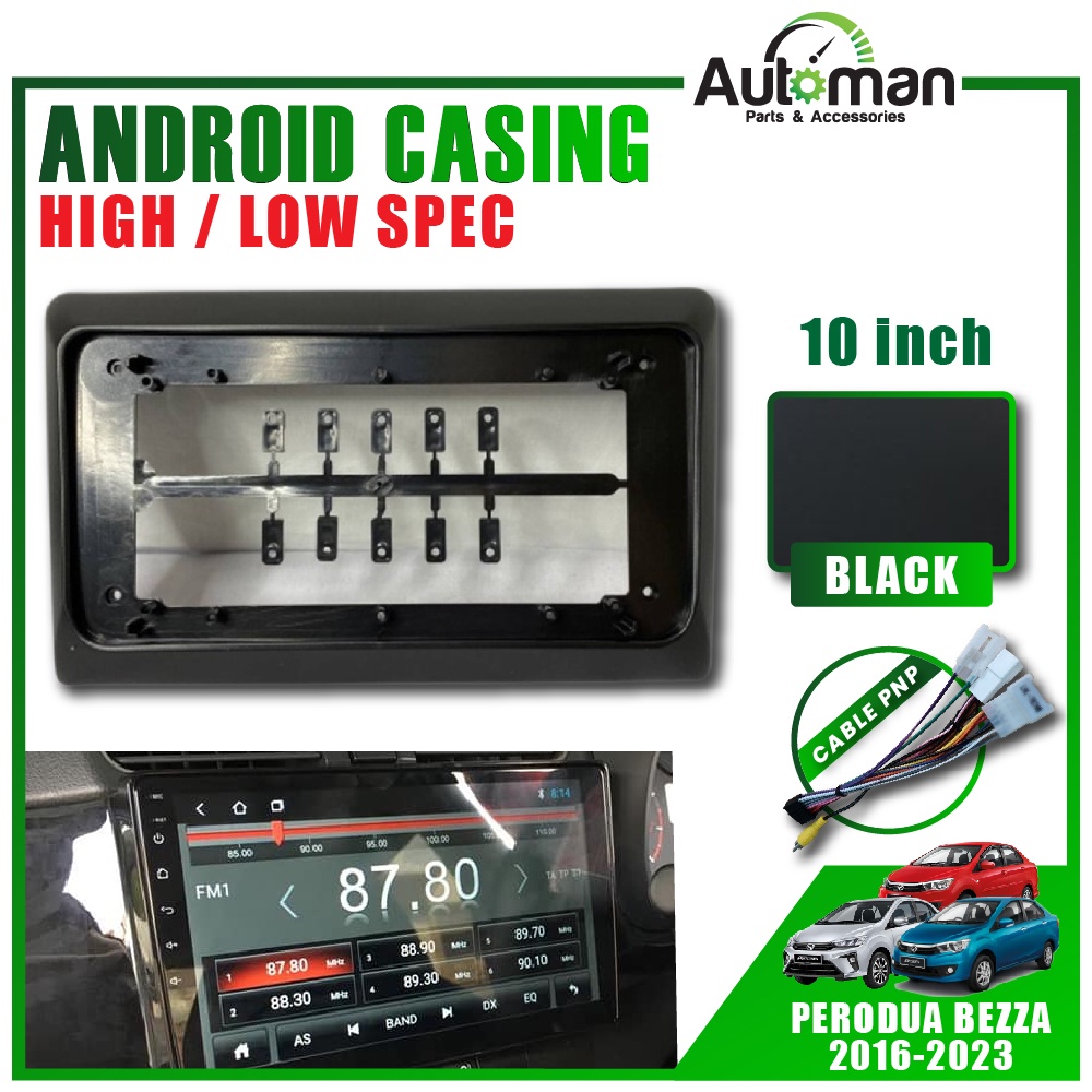 Casing Android Perodua Bezza 2016-2023 High Low Spec Black Dashboard ...