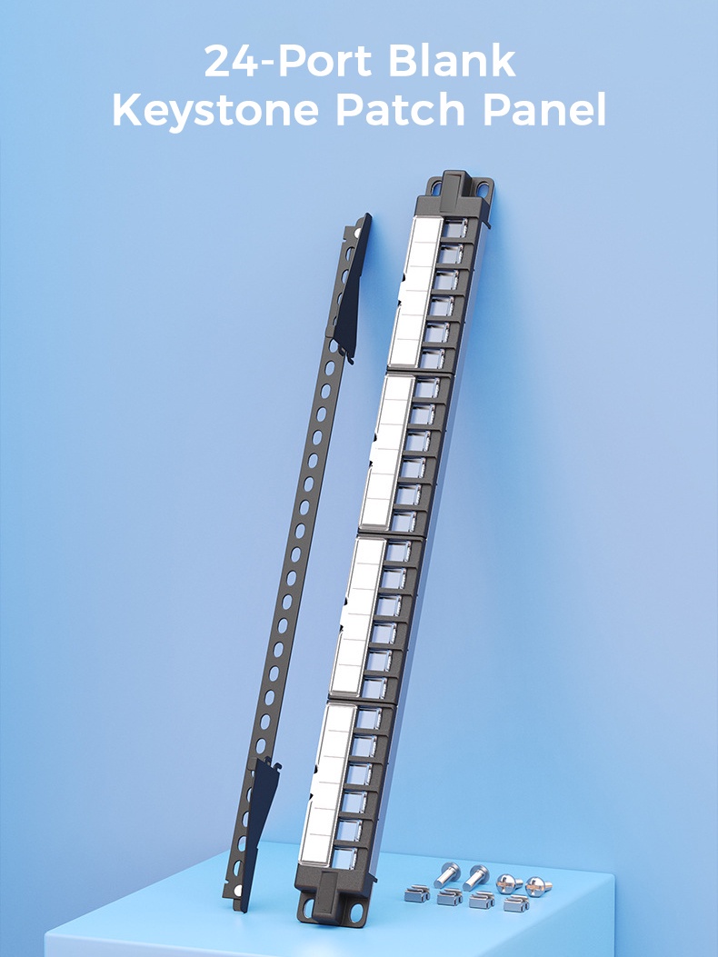 ZoeRax Rackmount or Wall Mount 1U 24 Port Keystone Patch Panel with ...
