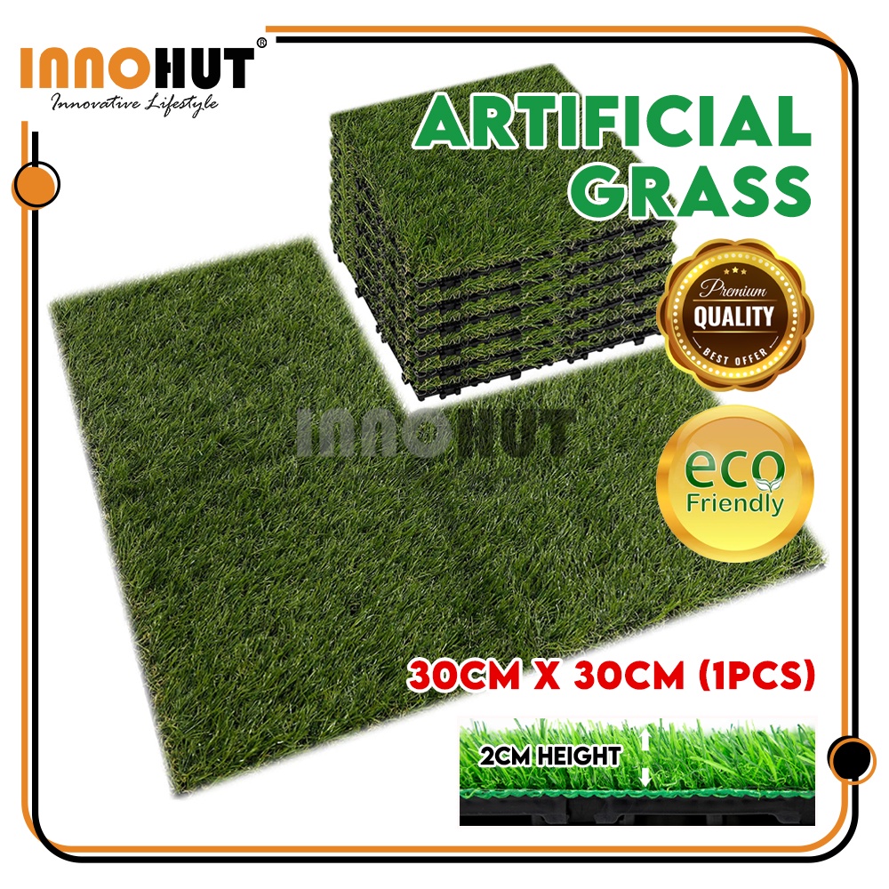 [1PC] Innohut 30cm x 30cm Interlocking Flooring Artificial Grass Mat ...