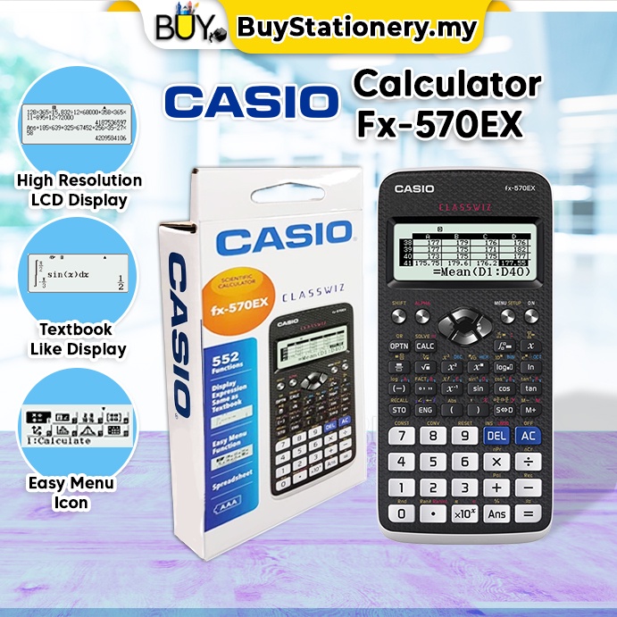 Casio FX-570EX Scientific Calculator Classwiz Counting Equipment School ...