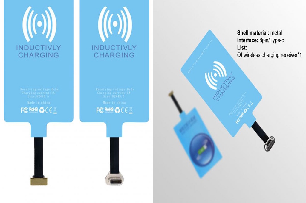 Wireless Charger Receiver Universal Fast Charge Mini 8Pin Type-C Qi ...