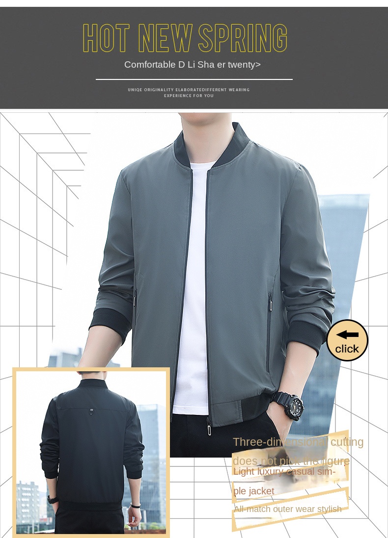 [Ready Stock] Jacket Men Korean Slim Fit Bomber Jacket Windproof and ...