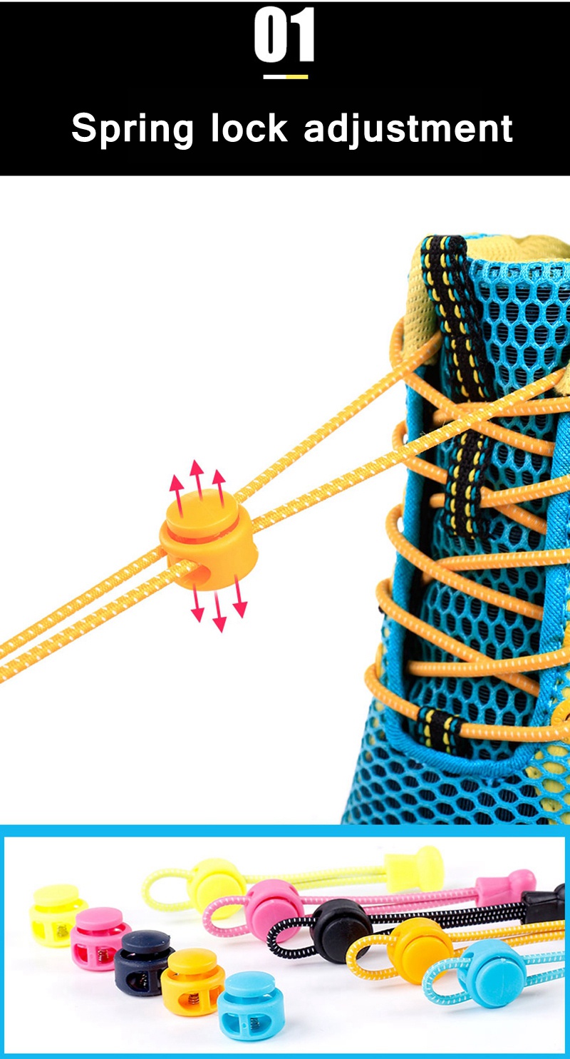 Round Elastic Shoelaces Suitable For Various Shoe Accessories No Tie ...