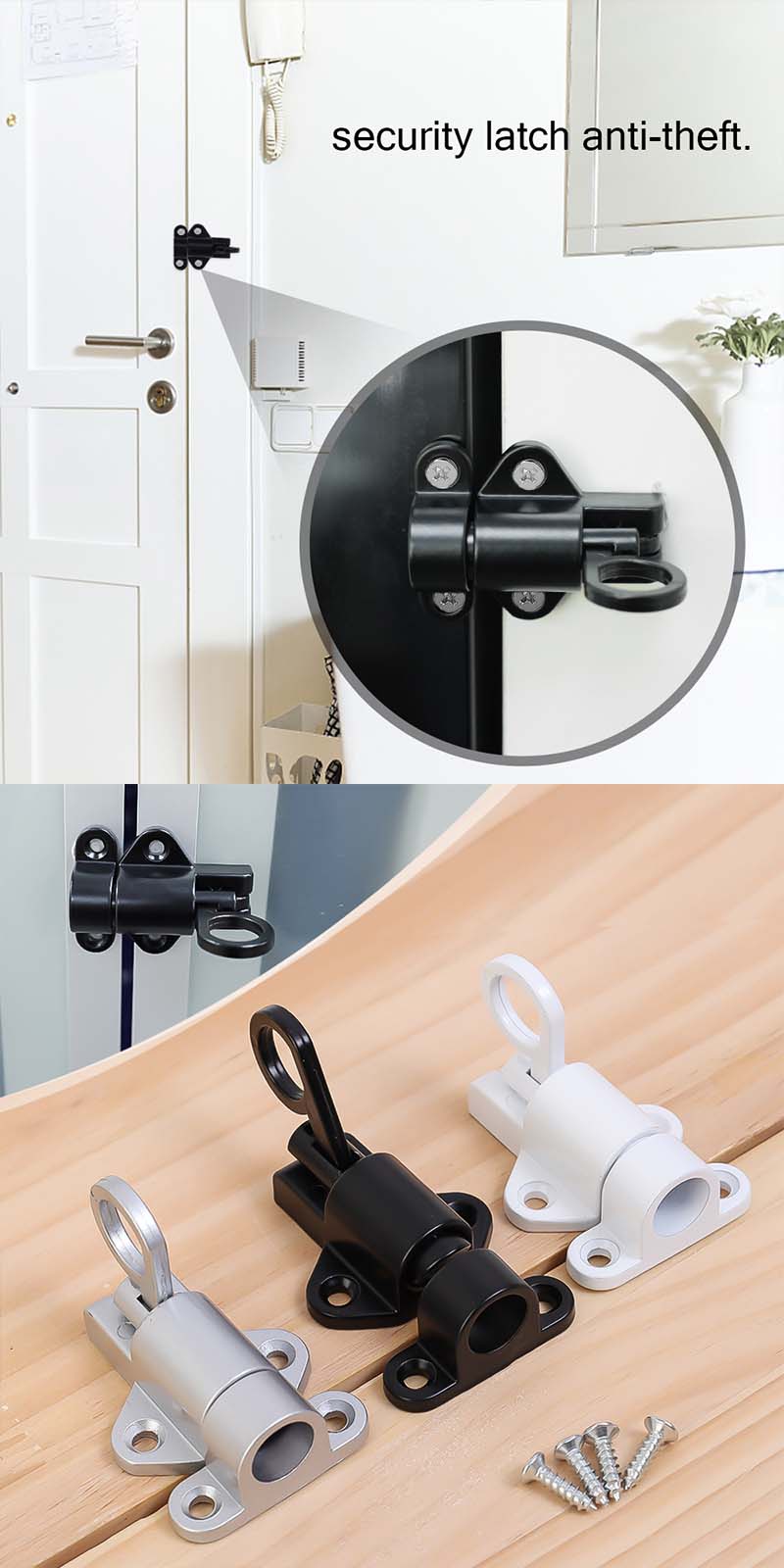 Self-Closing Slide Spring Latch With Screws - Heavy Duty Aluminum Alloy ...