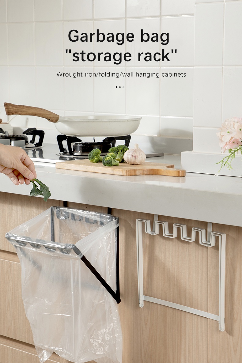 JUJIAJIA Household kitchen plastic bag hook wall mounted foldable iron ...