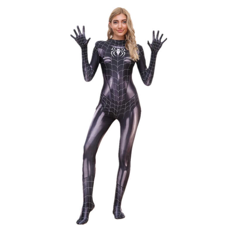 Women Sexy Spiderman Cosplay Zentai Suit Halloween Jumpsuit Super Hero Costume Full Bodysuit ...