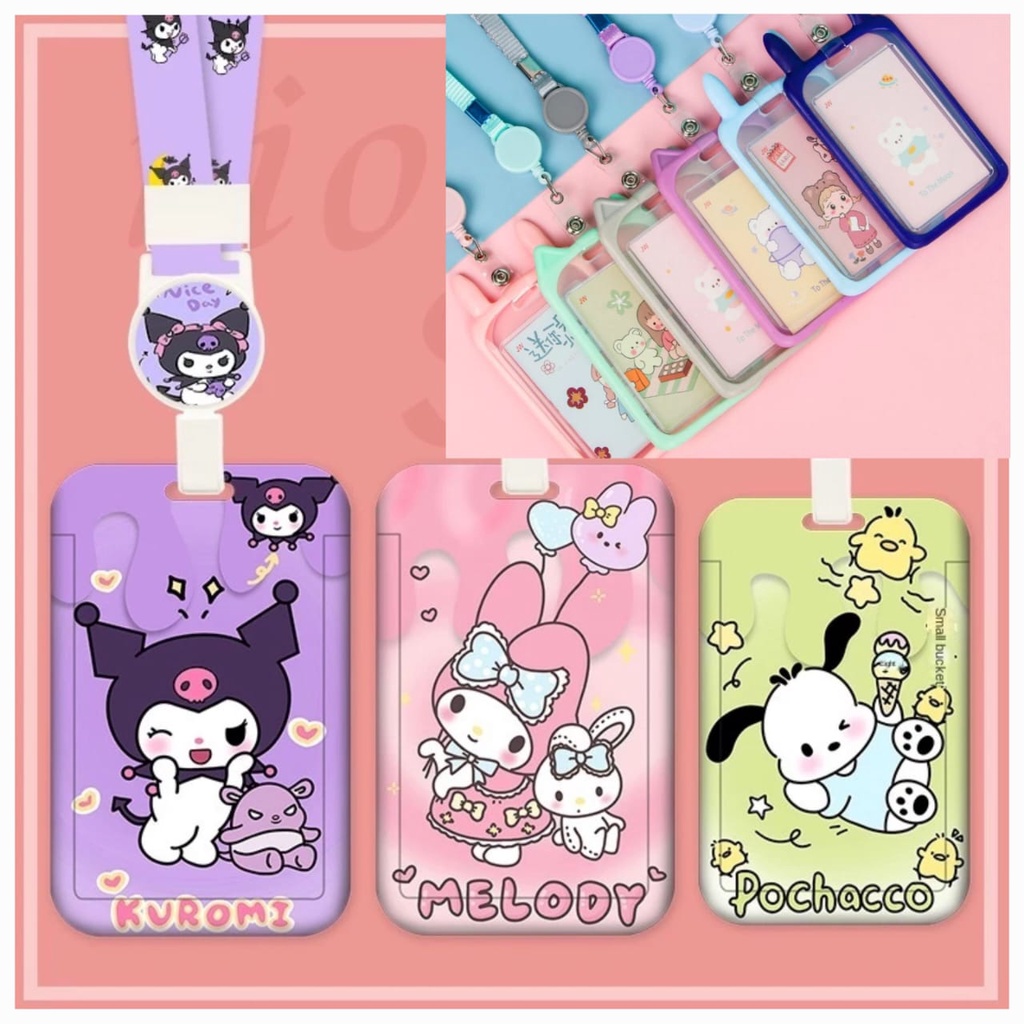 Cute Card Holder Cartoon Cat Bus Card Case ID Card Sleeve Retractable ...