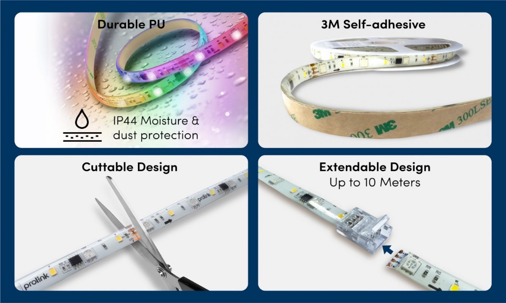 [RGBIC + Multicolor + Cuttable] Prolink DS-3602 Wi-Fi Smart LED Strip ...