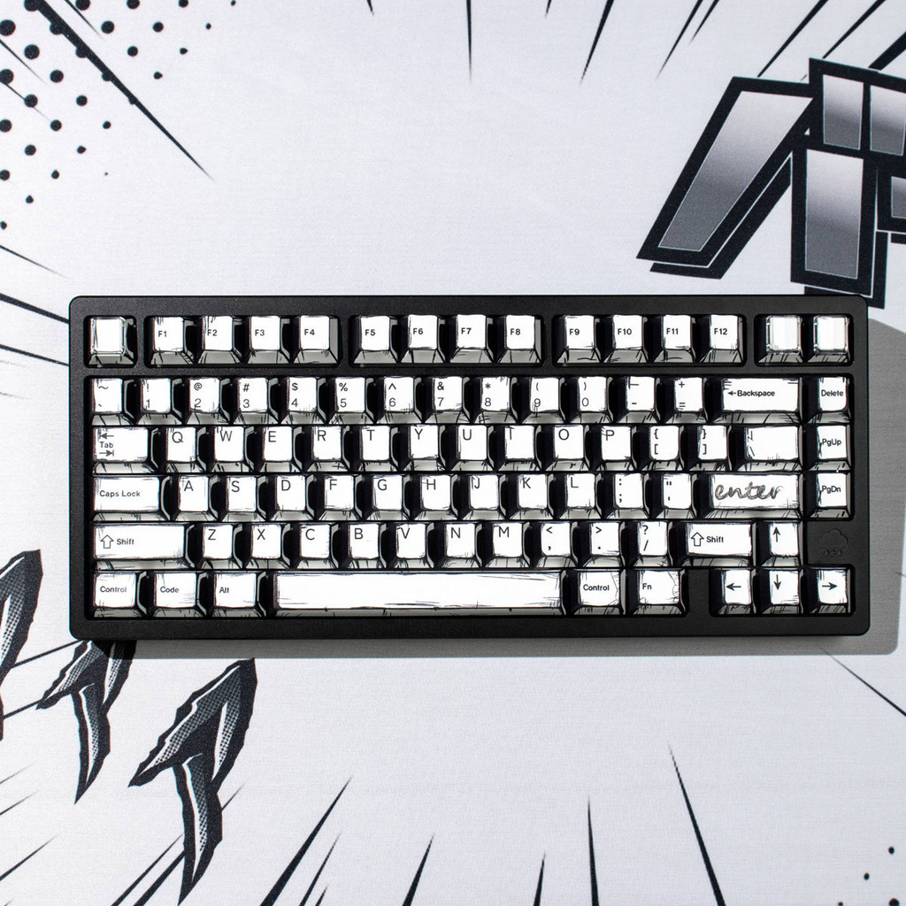 Comic Style White Keycap PBT Sublimation Cherry Highly Adapted to ...