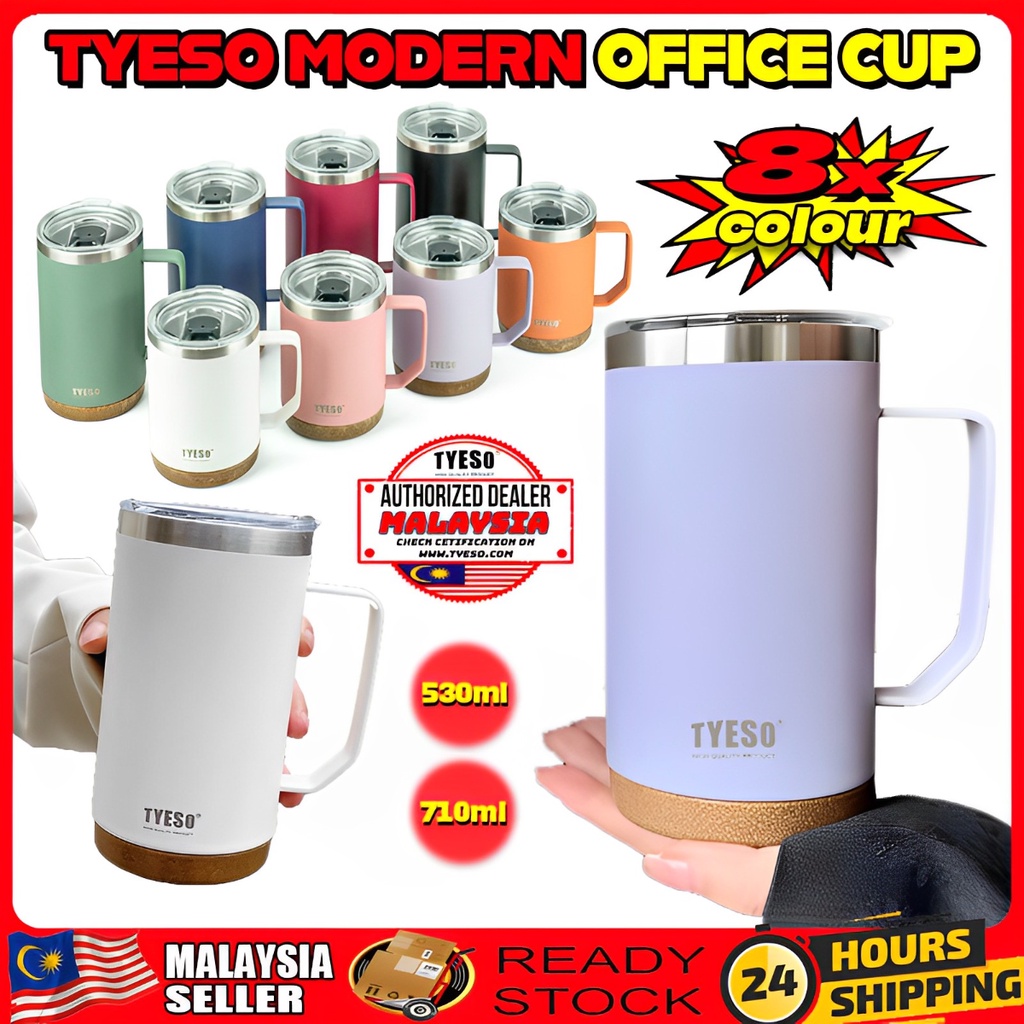 【AUTHORIZED DEALER】Tyeso Thermal Cup With Handle Grip 530ml/710ml Insulated Flask Vacuum Tumbler ...