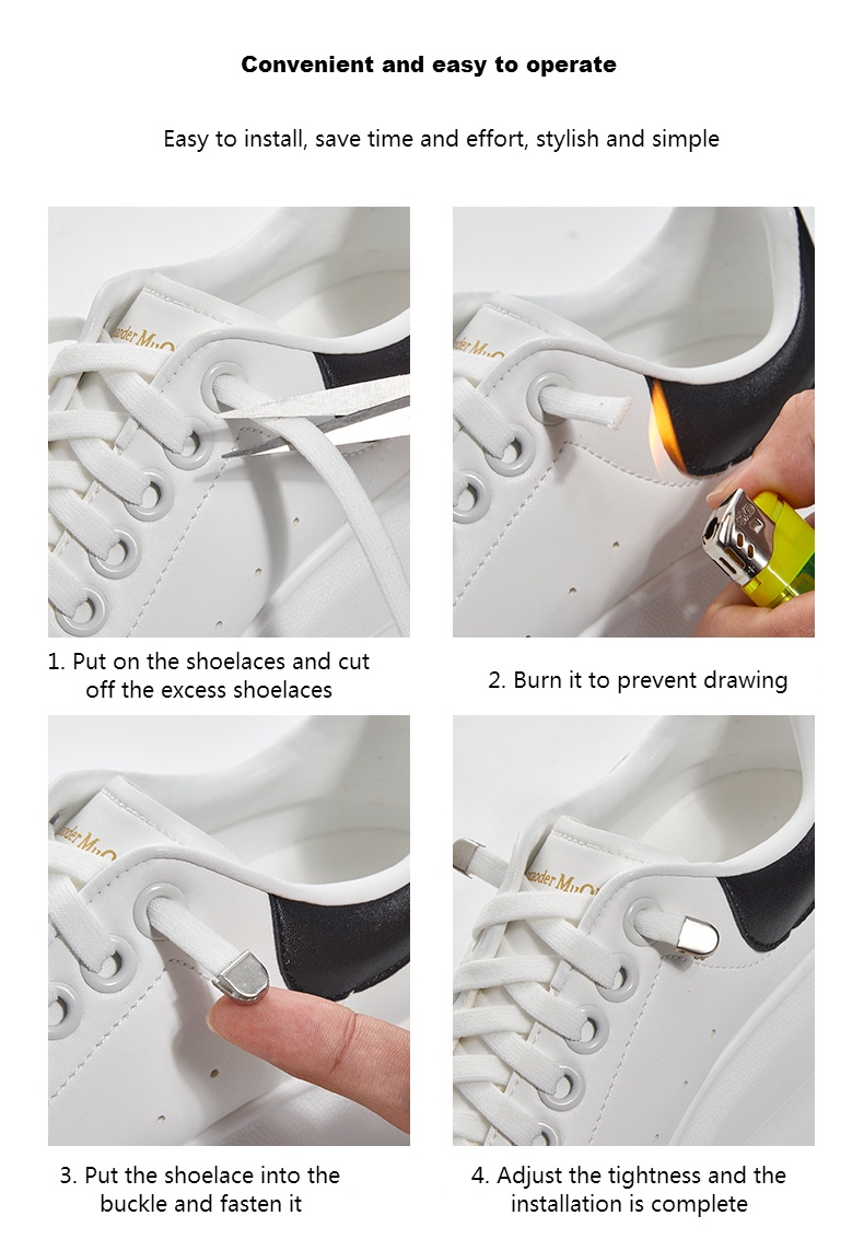 8MM No tie Shoelaces for Shoes New Flat Elastic laces Sneakers Kids ...