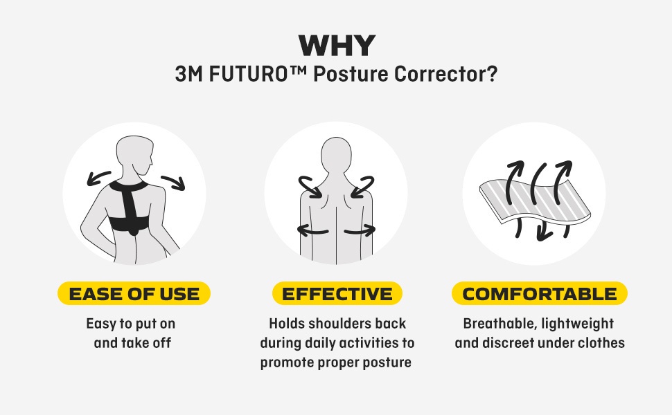 3M™ Futuro™ Adjustable Posture Corrector, 46832ENR, 1 pc/pack, One Size ...