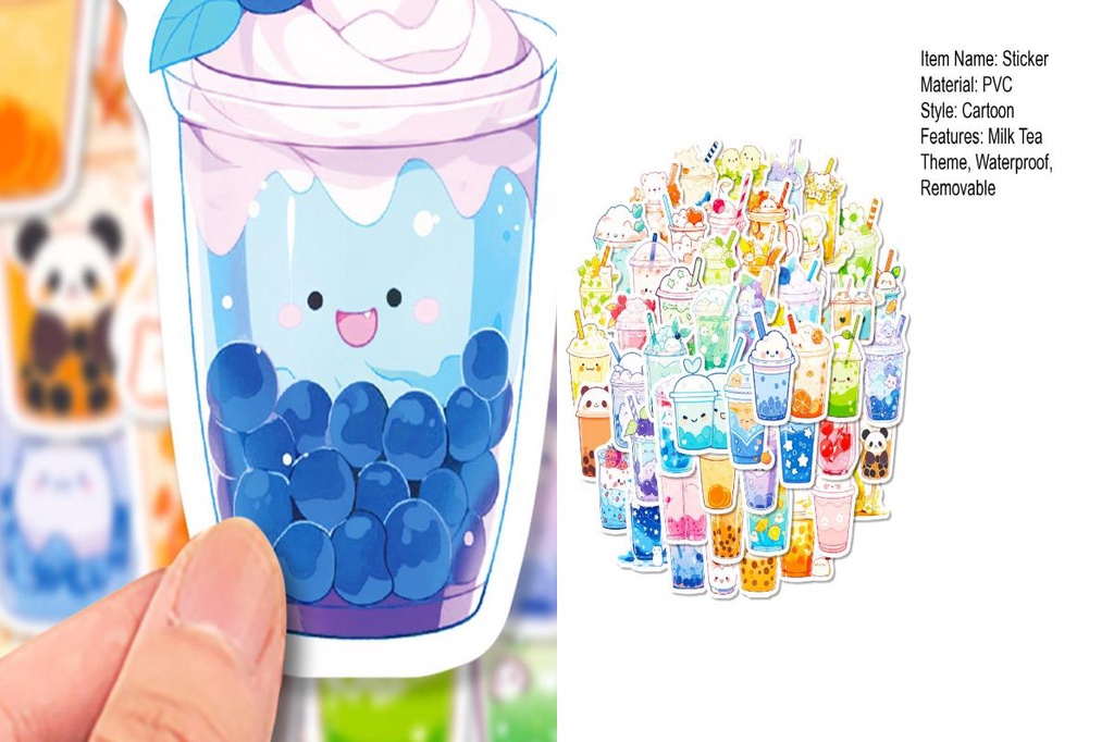 Vip Durable Bubble Tea Stickers Bubble Milk Tea Stickers 50pcs Bubble ...