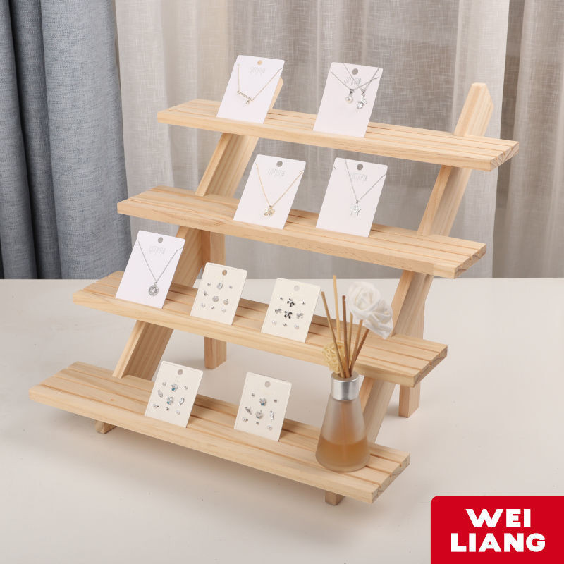 WEILIANG Solid Wood Ladder Jewelry Display Rack Creative Jewelry ...