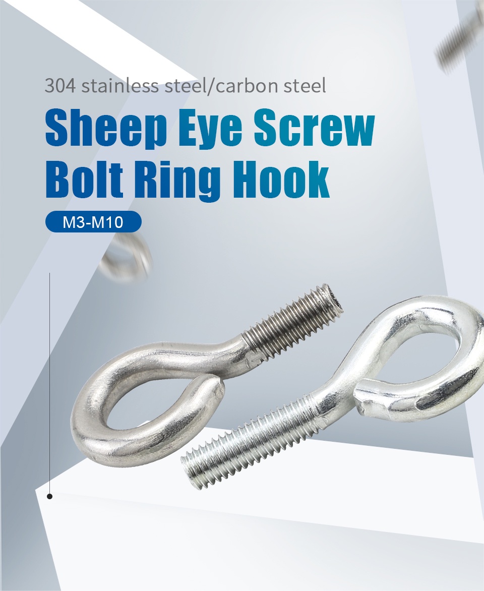 NINDEJIN 1-20pcs Sheep Eye Screw Eyebolt M3 M4 M5 M6 M8 M10 Stainless steel Ring Hook Ring Bolt ...