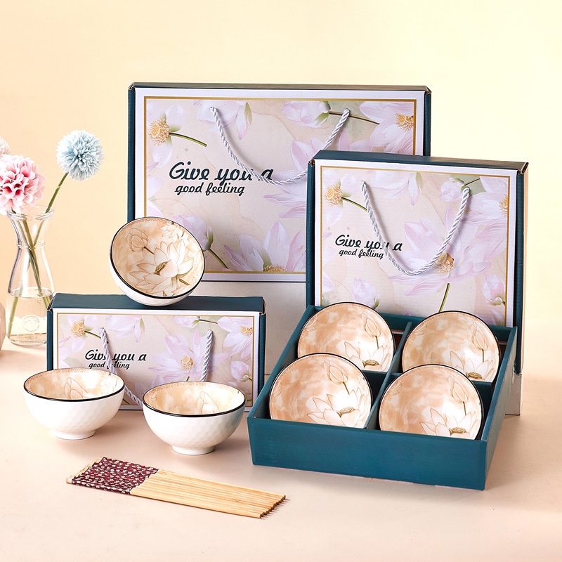 Ceramic Bowl Plate Gift Set Housewarming Gift Chinese New Year Gift Box ...