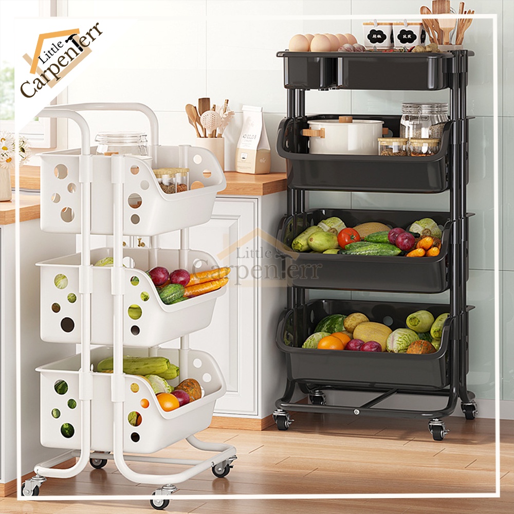 Little Carpenterr Kitchen Storage Trolley With Wheel Condiments Bottle ...