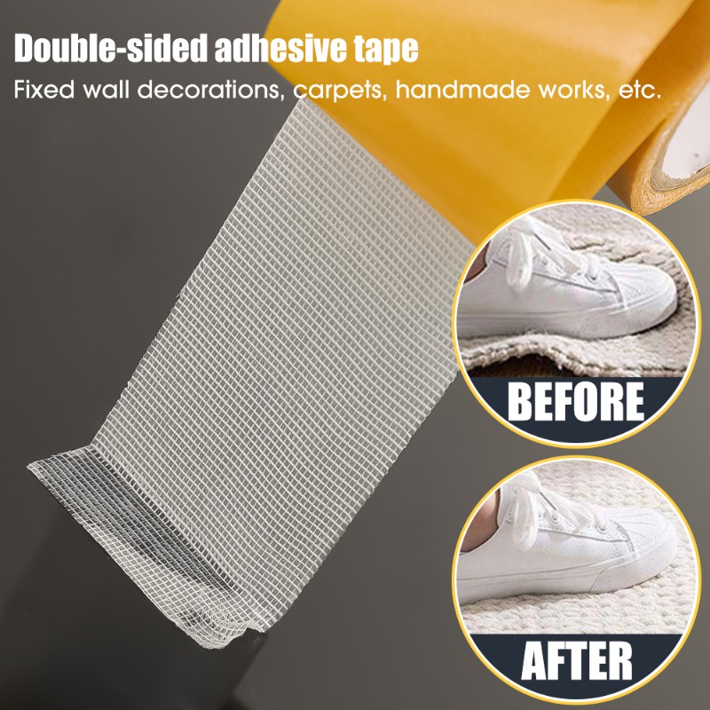 5M Double-sided Translucent Glass Grid Fiber Mesh Fabric Tape / Cloth ...