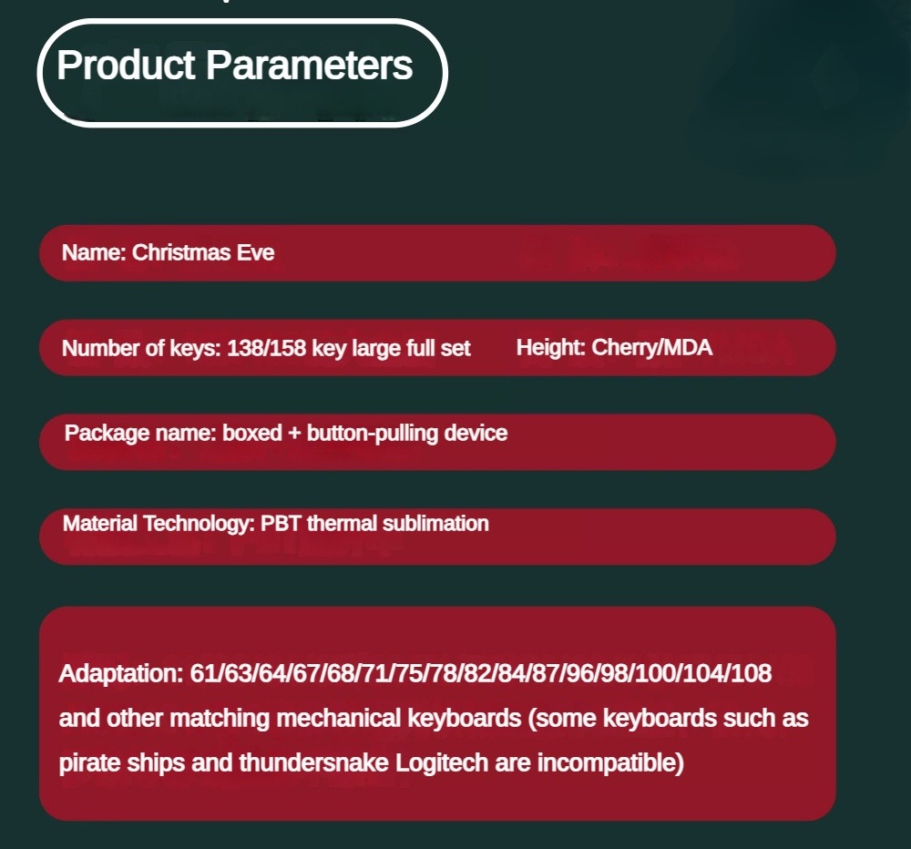 PBT keycaps Christmas Eve Theme cute Gradient Rainbow keycap Cherry/MDA ...