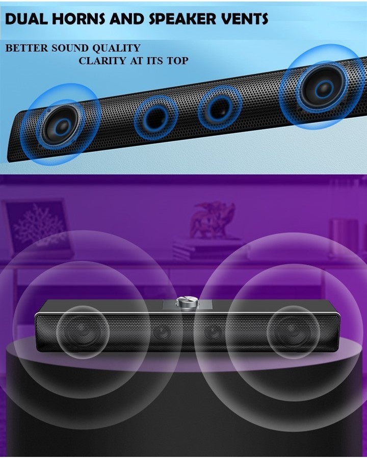 SADA Computer Speaker S-96 USB Wired Bar Stereo Subwoofer Music Player ...