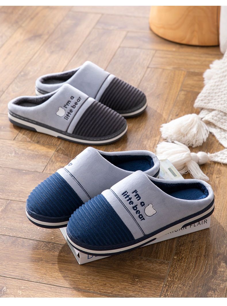 【24H Shipping】Large Size 36-51 Men Cotton Slippers Home Shoes Winter ...