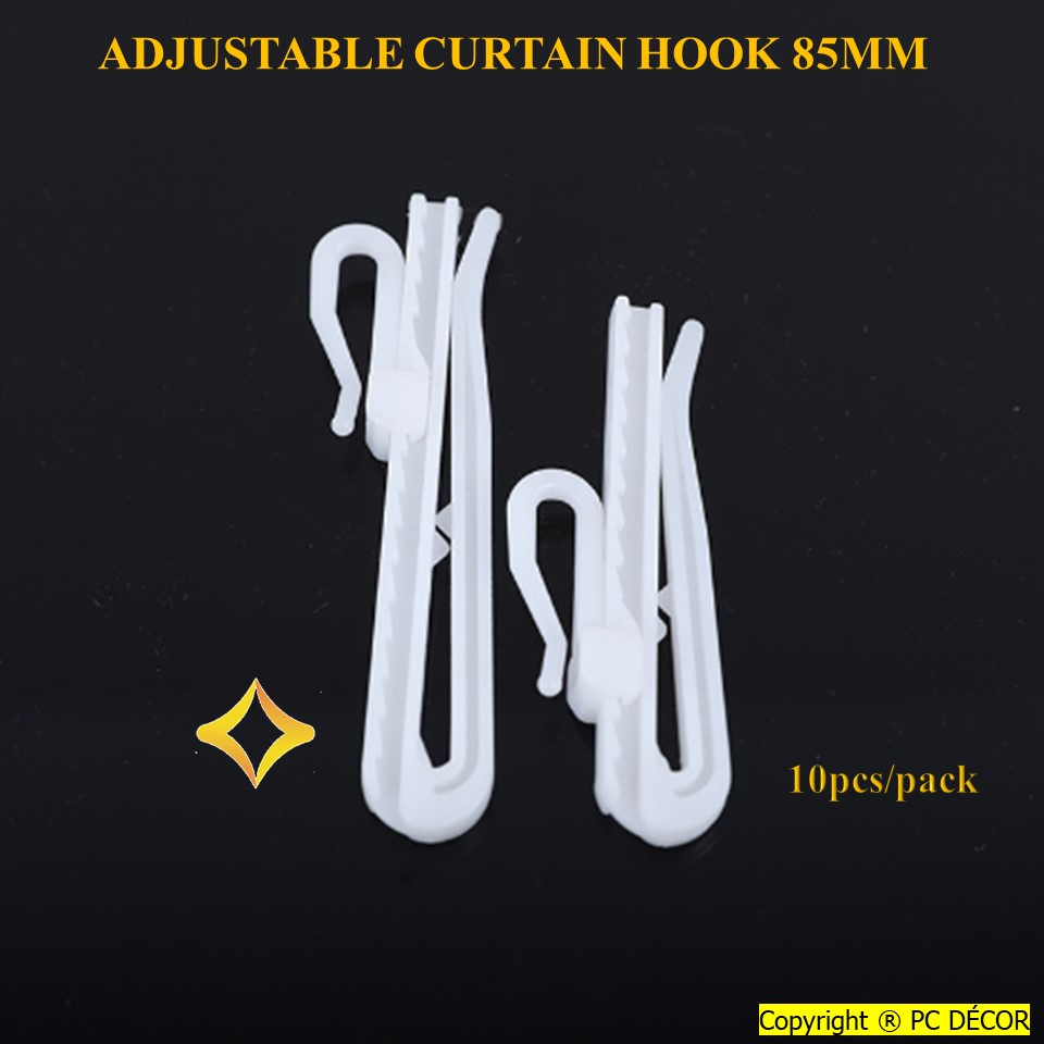 PCDecor Adjustable Plastic Single Curtain Hook 10pcs 85mm PP type ...