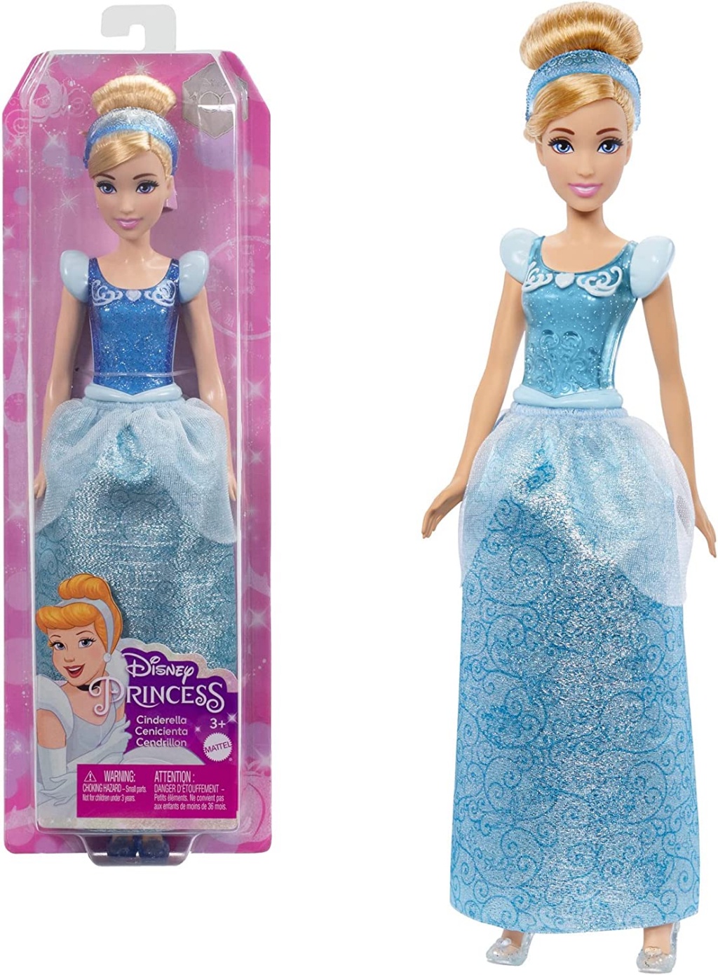 Mattel Disney Princess Posable Fashion Doll with Sparkling Clothing and ...